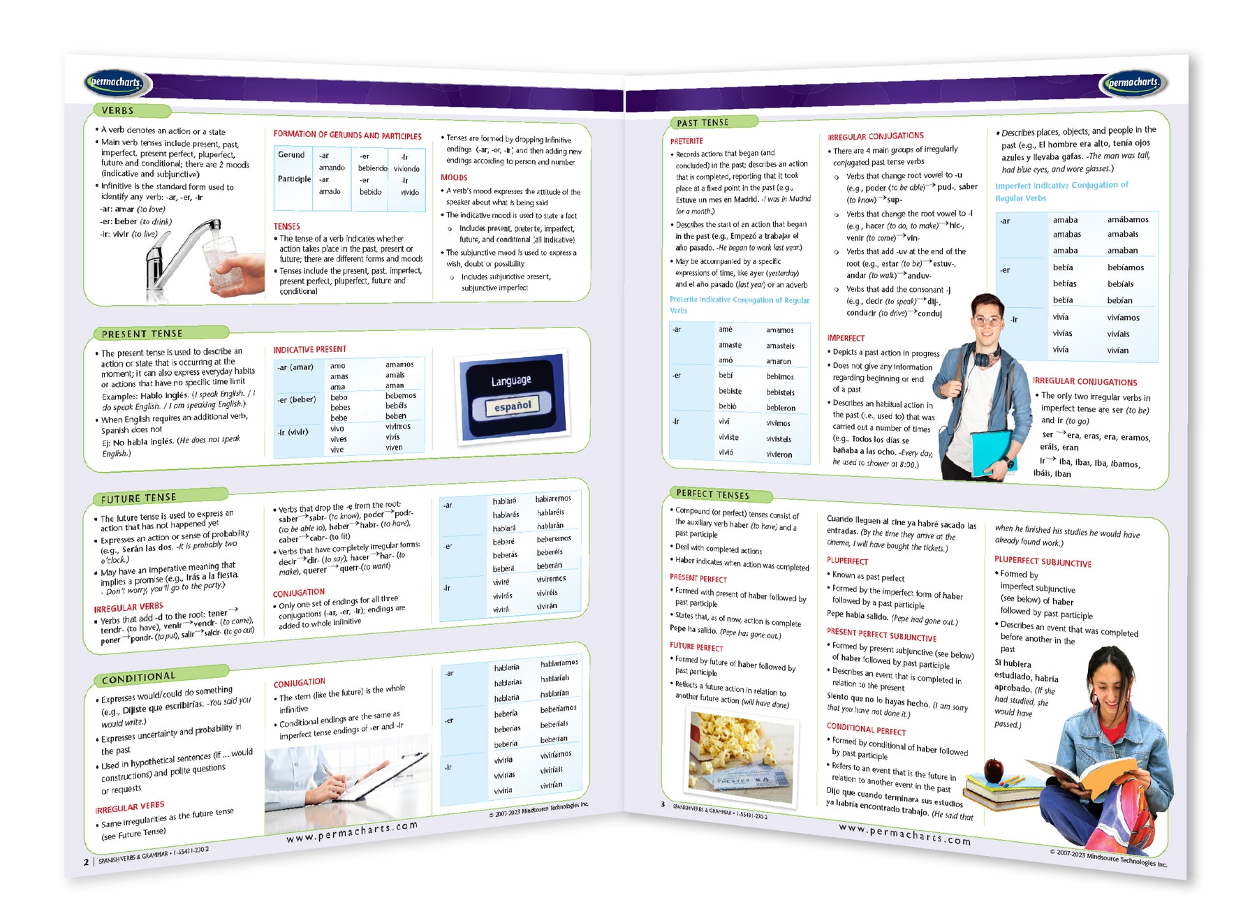Spanish Verbs and Grammar - Quick Reference Guide – Permacharts.com