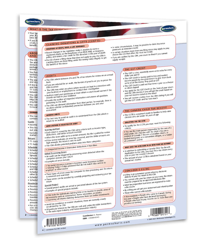 Canadian Tax Tips - CRA Quick Reference Guide – Permacharts.com