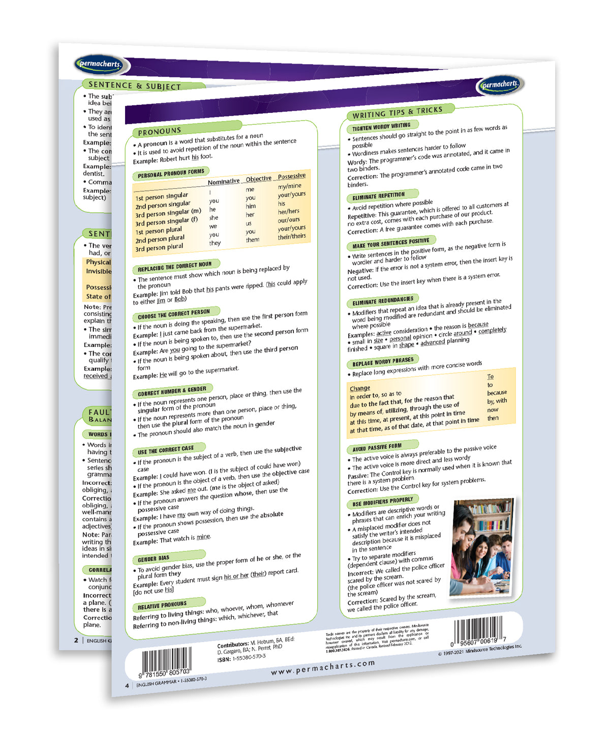 English Grammar Guide - Quick Reference Chart - 4 - page Laminated ...