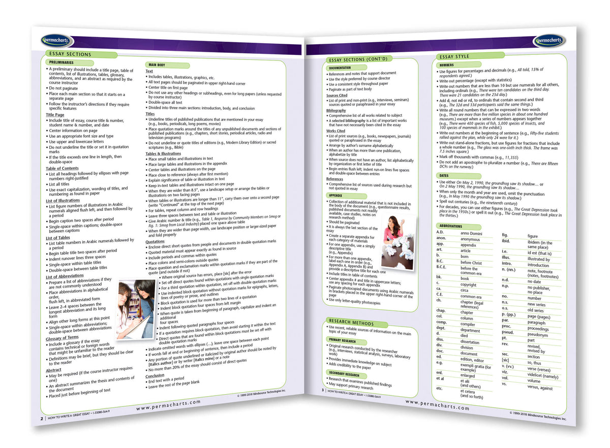 Making Great Essay - Quick Reference Guide – Permacharts.com