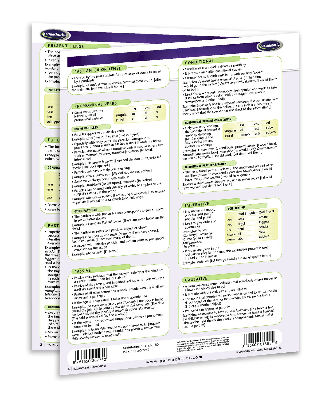 Italian Verb study guide - Quick Reference Resource – Permacharts.com