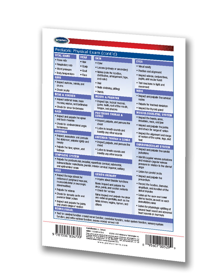 Pediatric Checklist (Pocket Size) - Quick Reference Guide – Permacharts.com