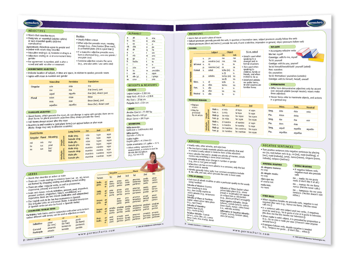 Spanish Grammar Study Guide - Quick Reference Resource – Permacharts.com